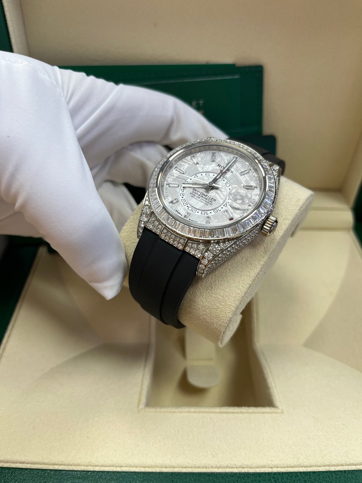 Rolex Sky-Dweller Meteorite Diamonds Baguette Dial Factory Diamonds 33 ...