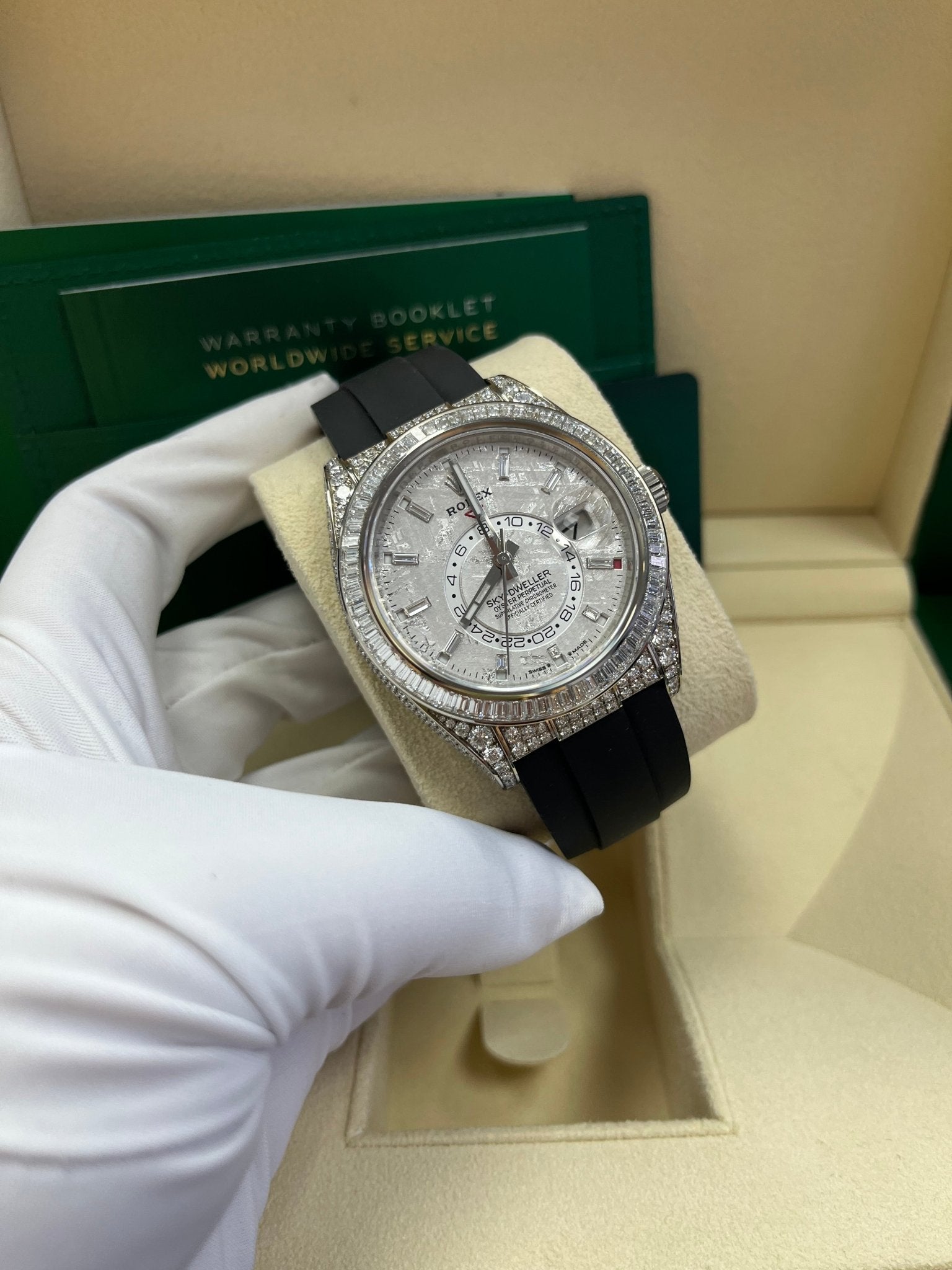 Rolex Sky-Dweller Meteorite Diamonds Baguette Dial Factory Diamonds 33 ...