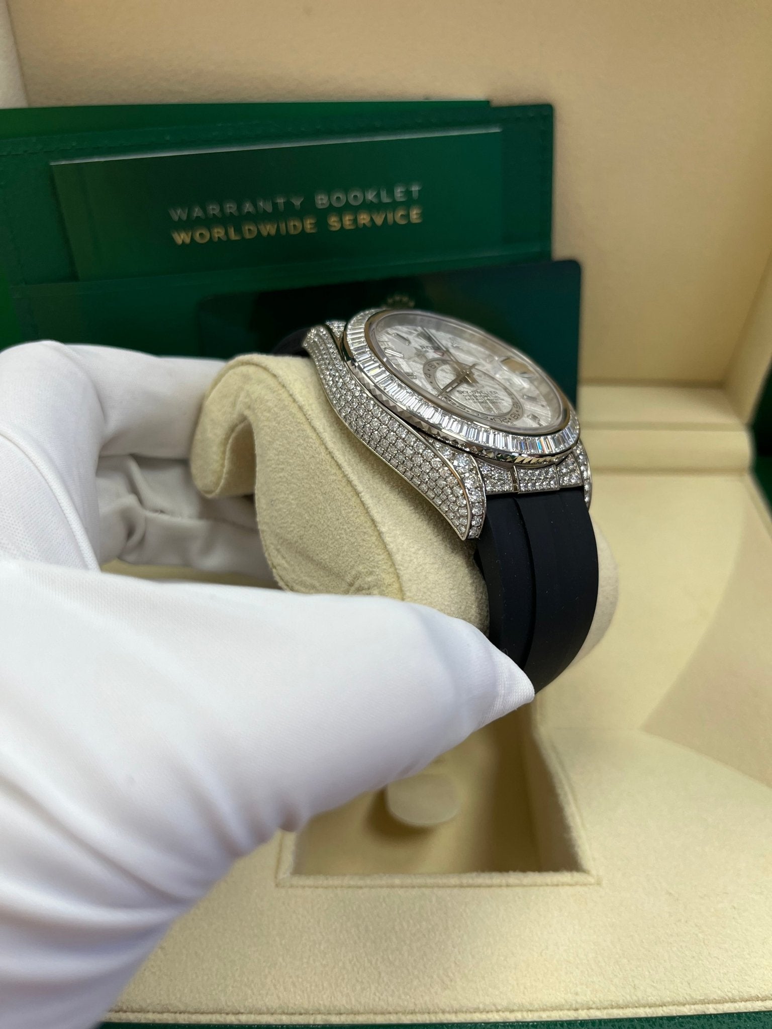 Rolex Sky-Dweller Meteorite Diamonds Baguette Dial Factory Diamonds 33 ...
