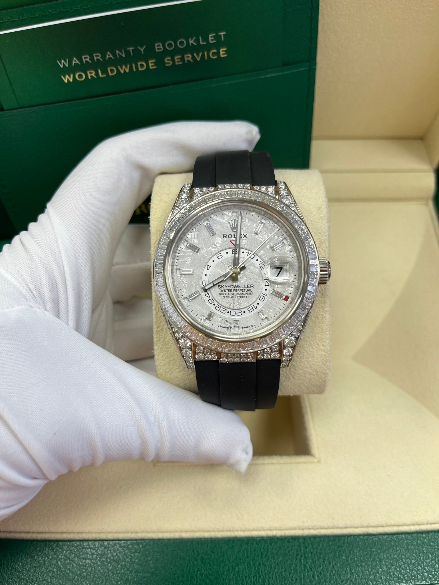 Rolex Sky-Dweller Meteorite Diamonds Baguette Dial Factory Diamonds 33 ...