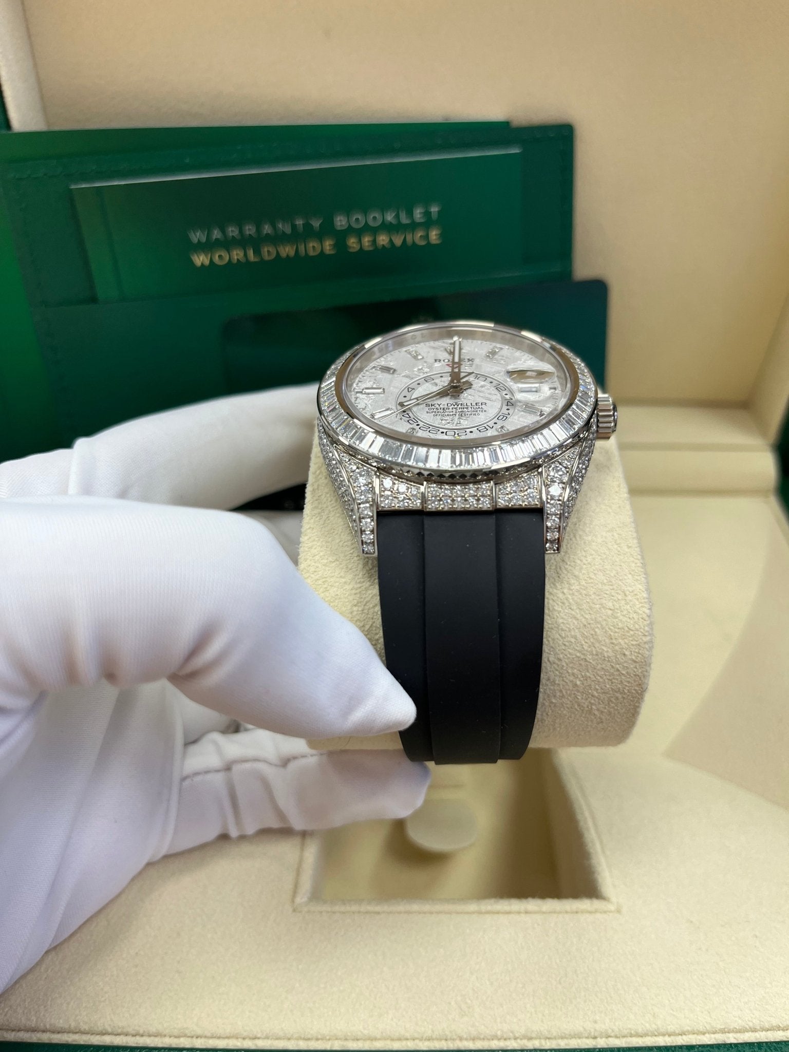 Rolex Sky-Dweller Meteorite Diamonds Baguette Dial Factory Diamonds 33 ...