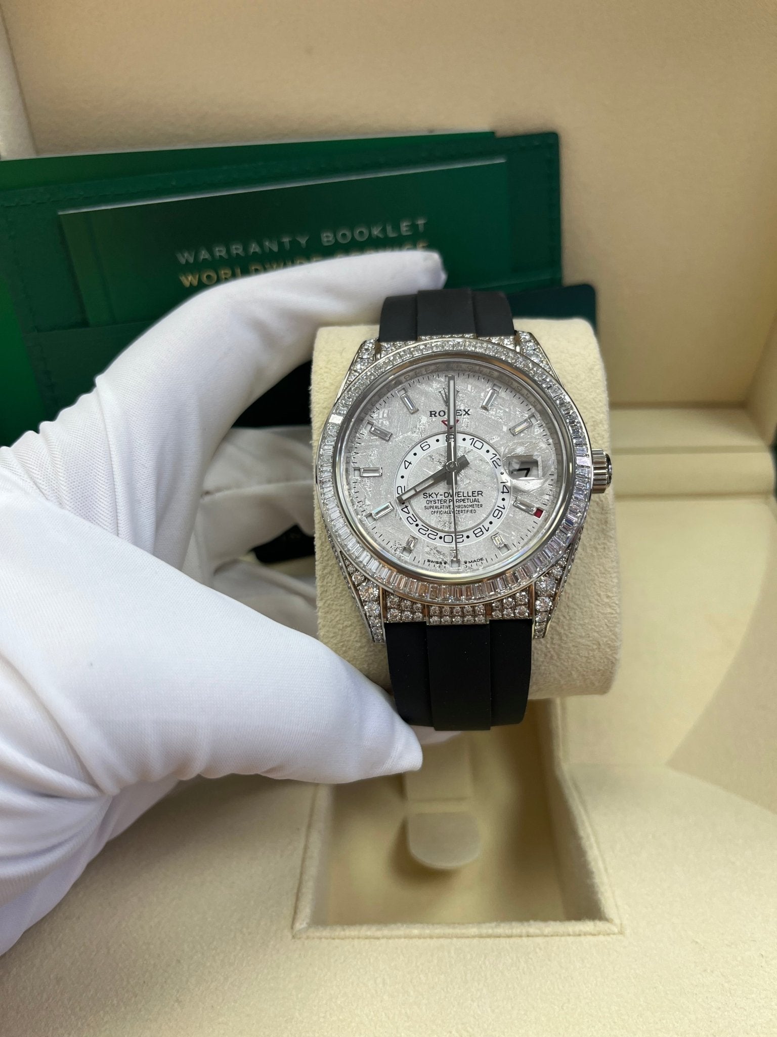 Rolex Sky-Dweller Meteorite Diamonds Baguette Dial Factory Diamonds 33 ...