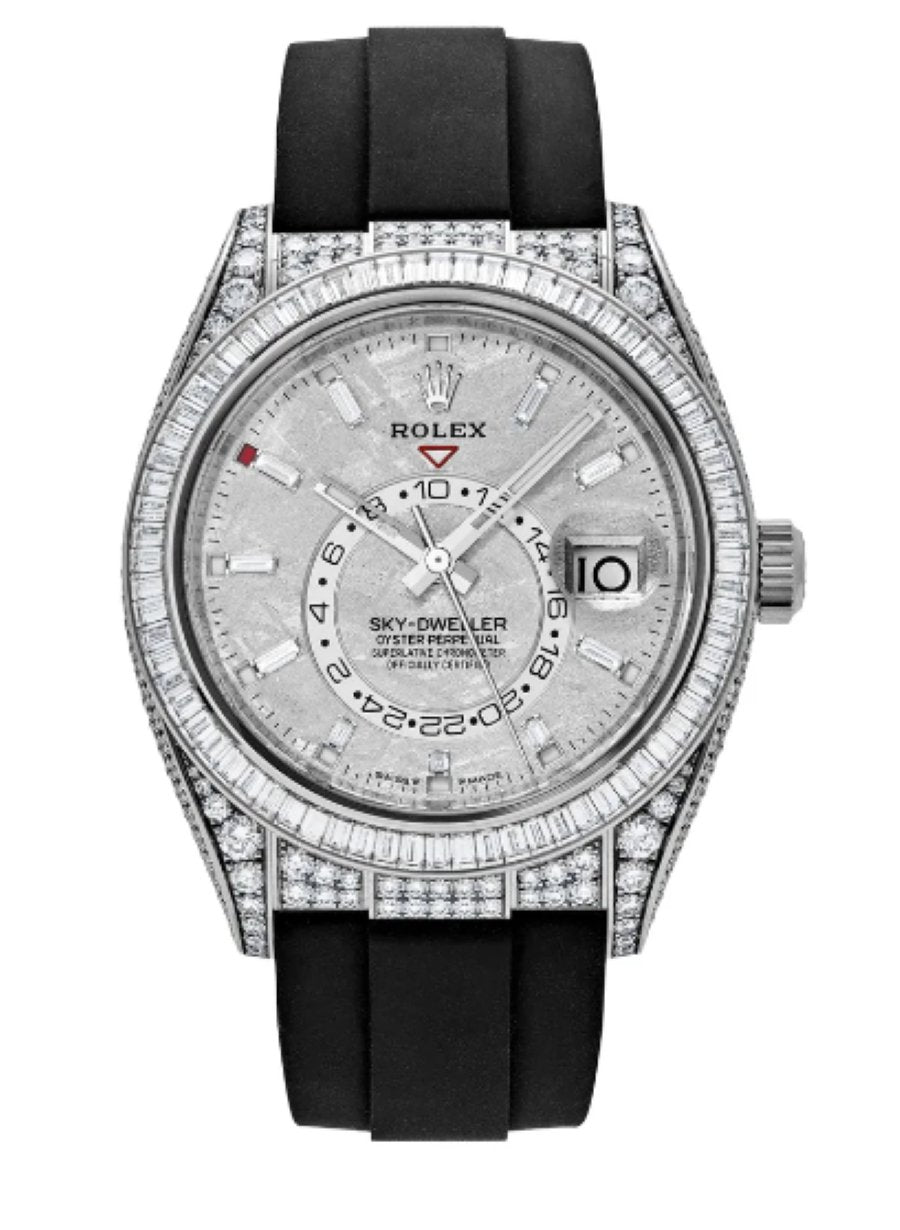 Rolex Sky-Dweller Meteorite Diamonds Baguette Dial Factory Diamonds 33 ...