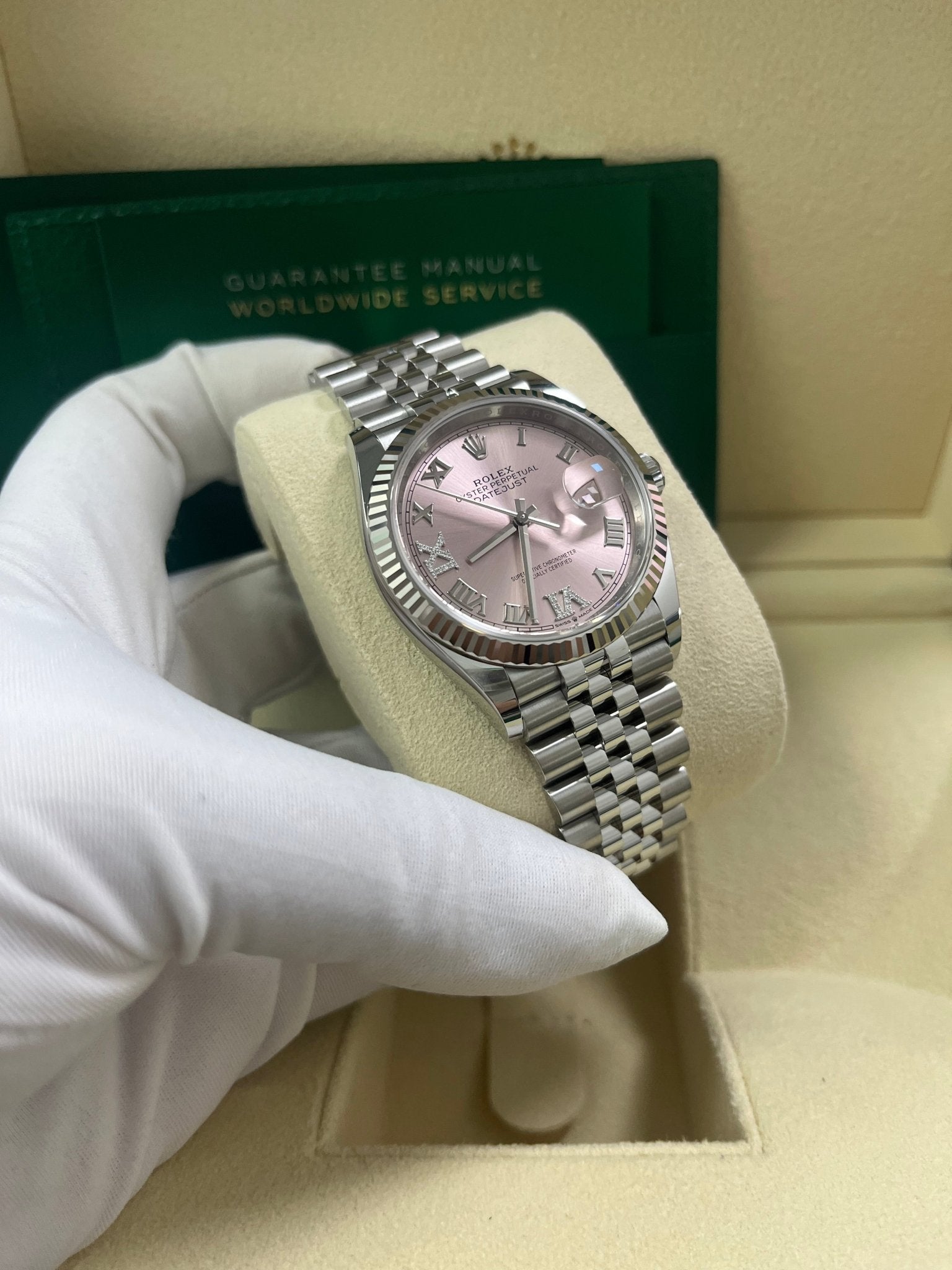 Rolex Datejust 36 Jubilee Pink Roman Dial Ladies (Reference 126234 ...