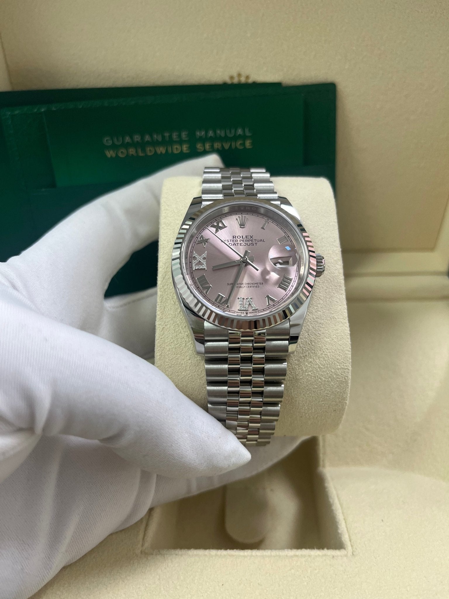 Rolex Datejust 36 Jubilee Pink Roman Dial Ladies (Reference 126234 ...